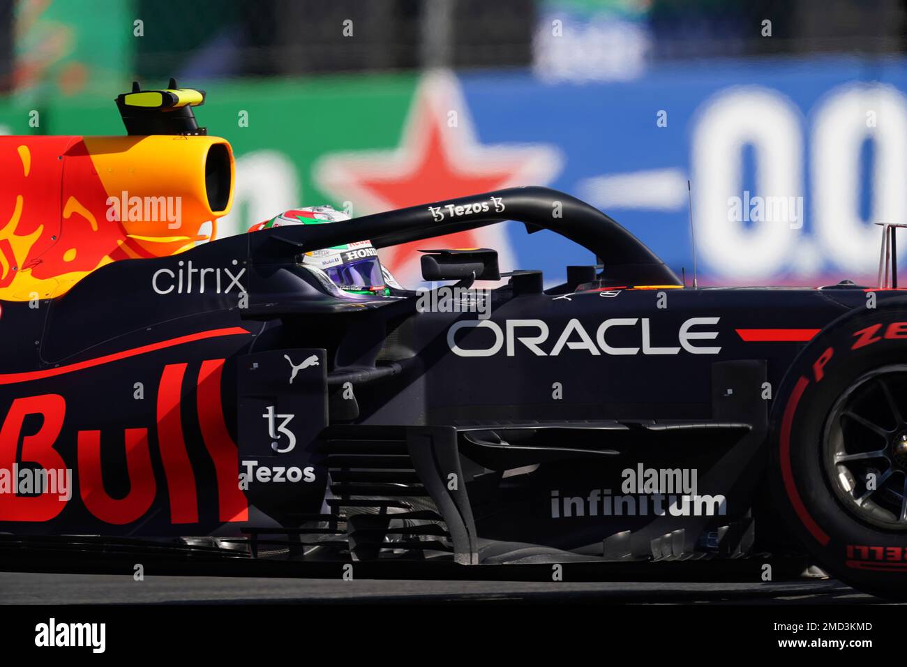 Red Bull driver Sergio Perez, of Mexico, drives his car during the qualifying run of the Formula ...