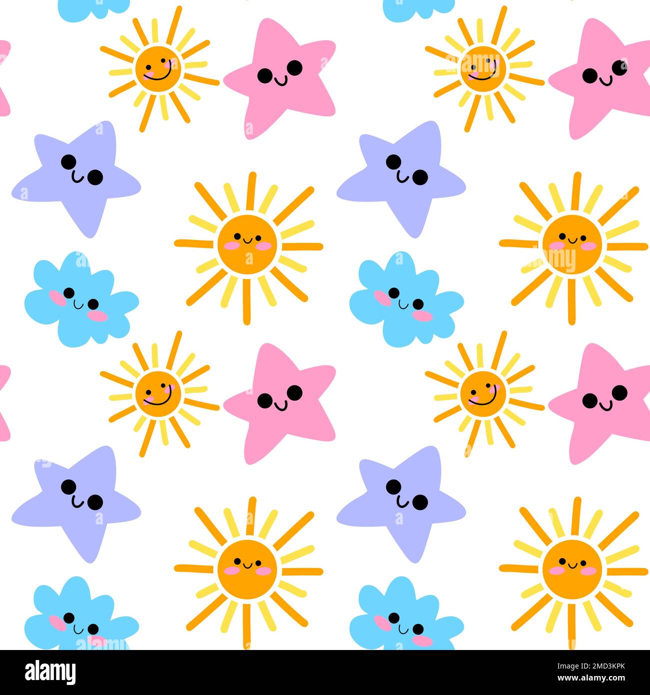 Seamless kids cartoon pattern on white background for wallpaper and ...
