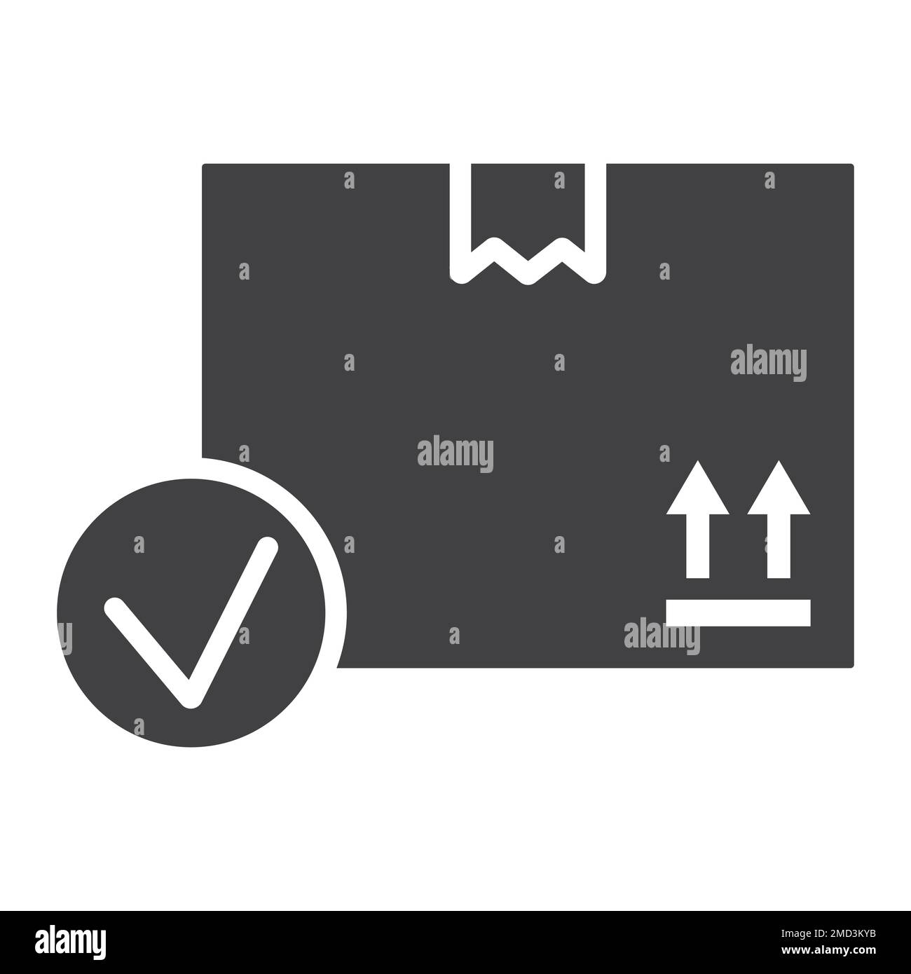 Carton box with check mark glyph icon, logistic and delivery, order delivery sign vector ...