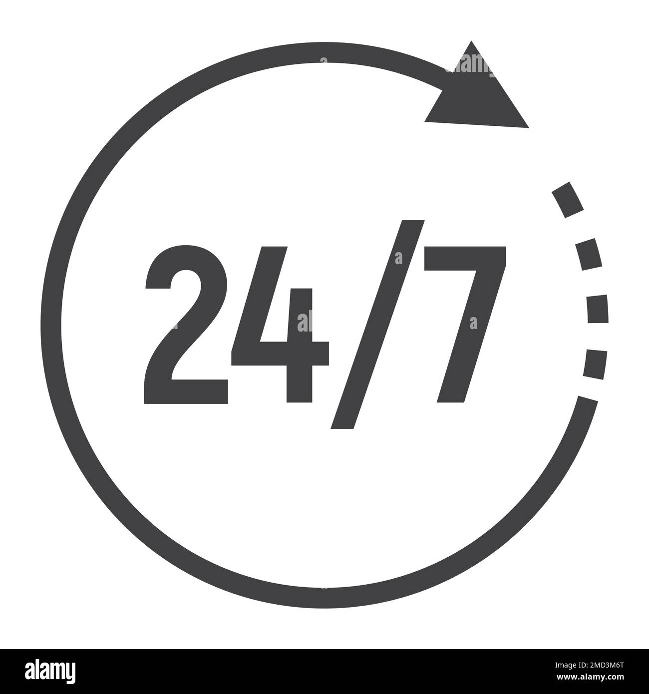 Passage time line icon, 24 hour assistance and round the clock, sign ...