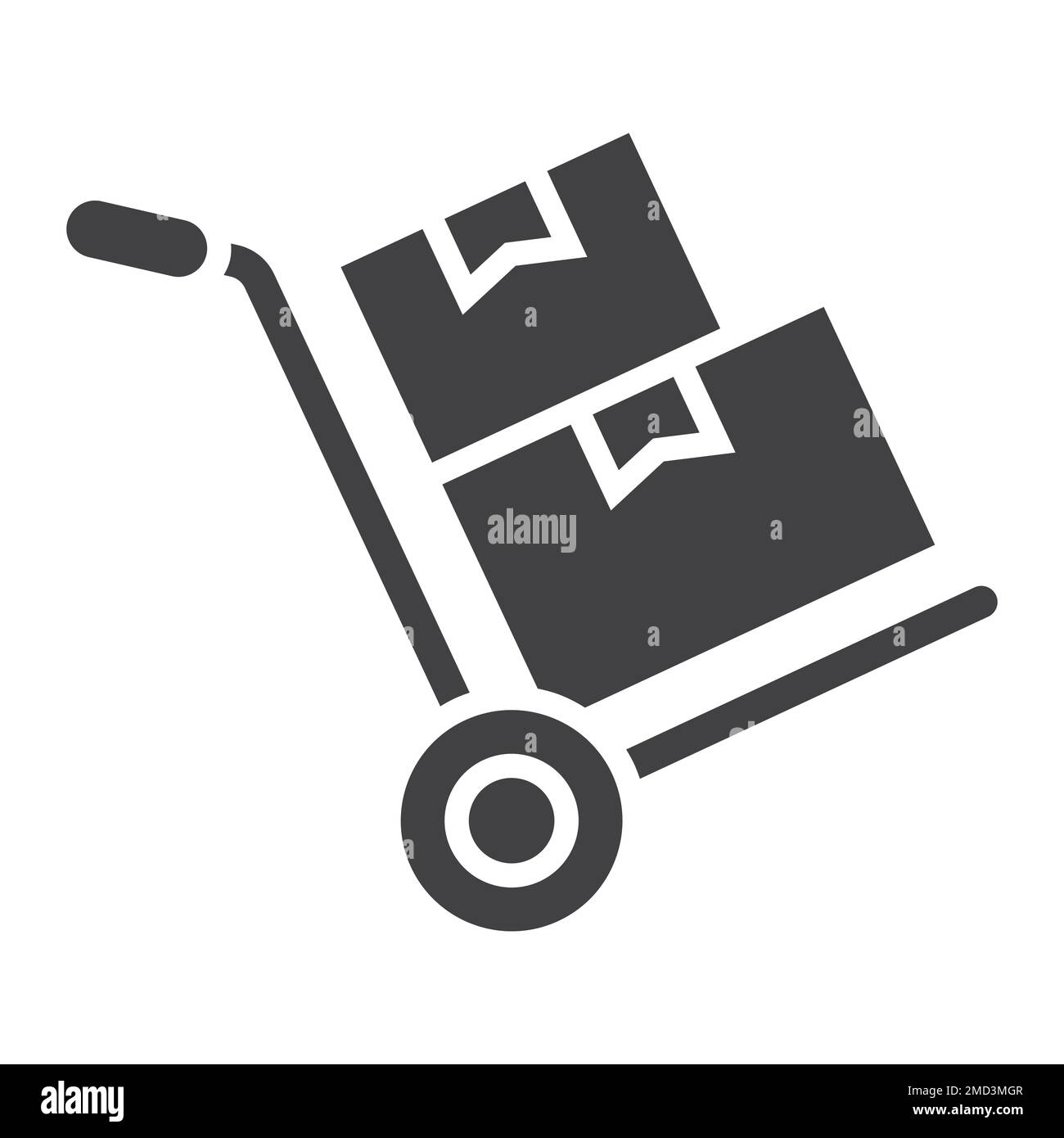 Hand truck with cardboard boxes glyph icon, logistic and delivery, hand ...