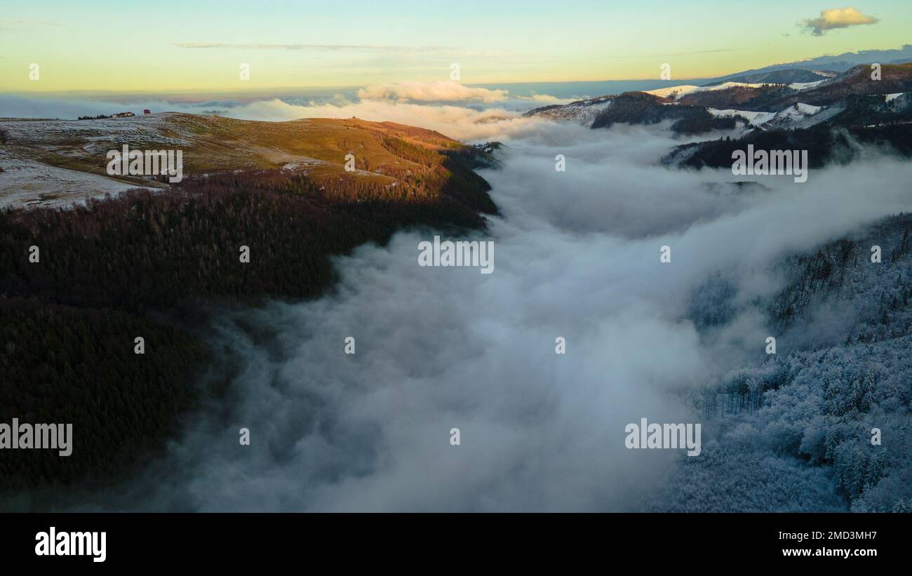 Landscape photography of mountains with clouds in a valley shot from a ...