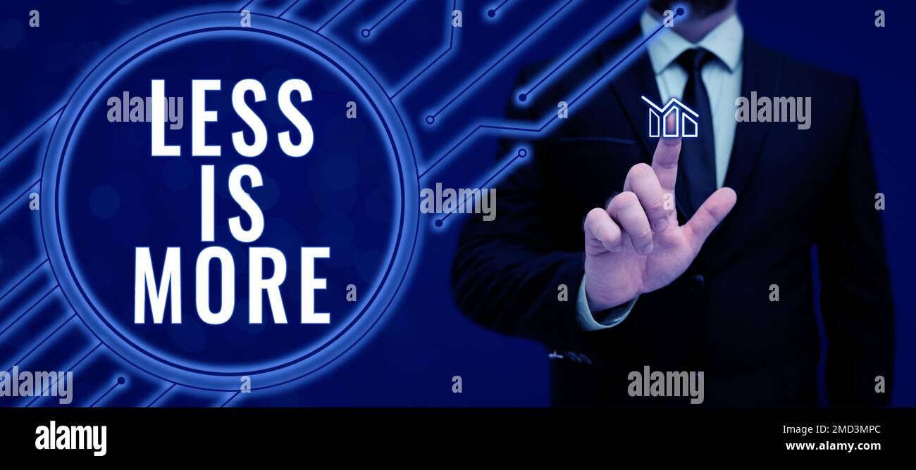 Writing displaying text Less Is More. Word for Minimalist approach to ...