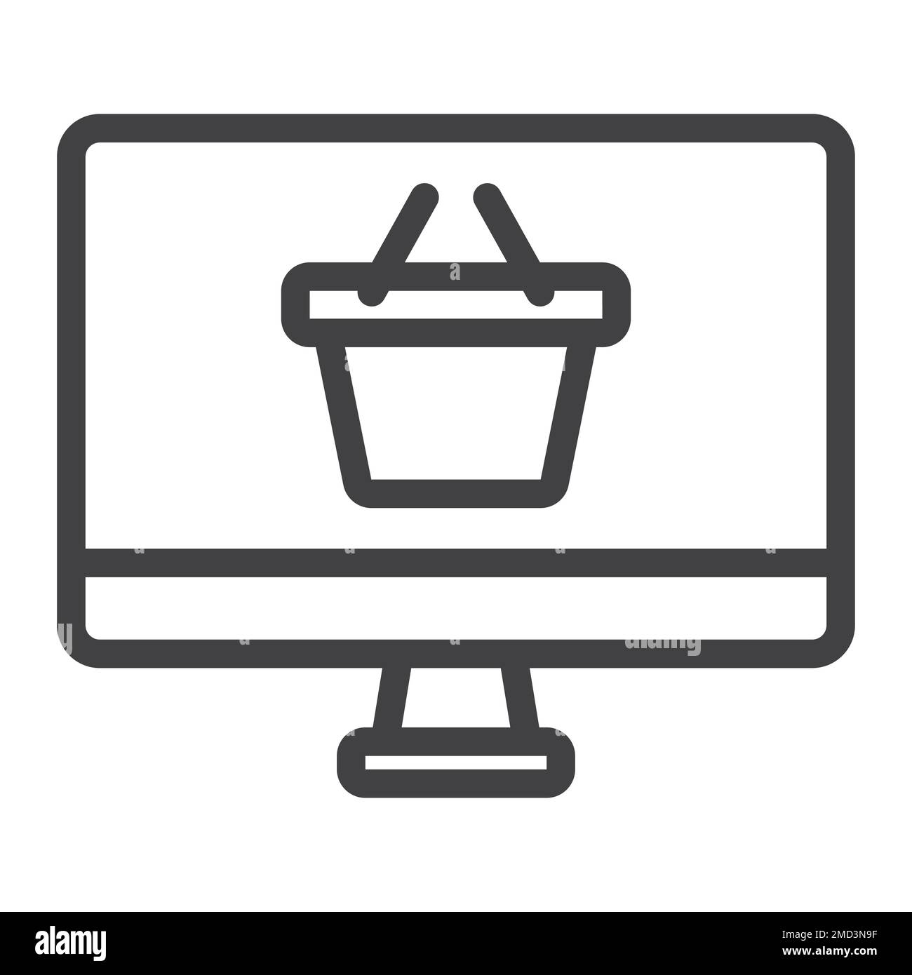 Online Shopping line icon, basket and pc, e commerce sign vector ...