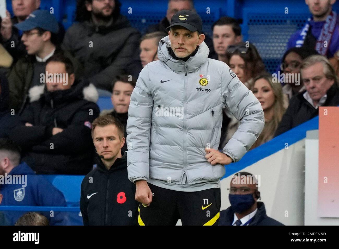 Chelsea's head coach Thomas Tuchel observes during the English Premier ...