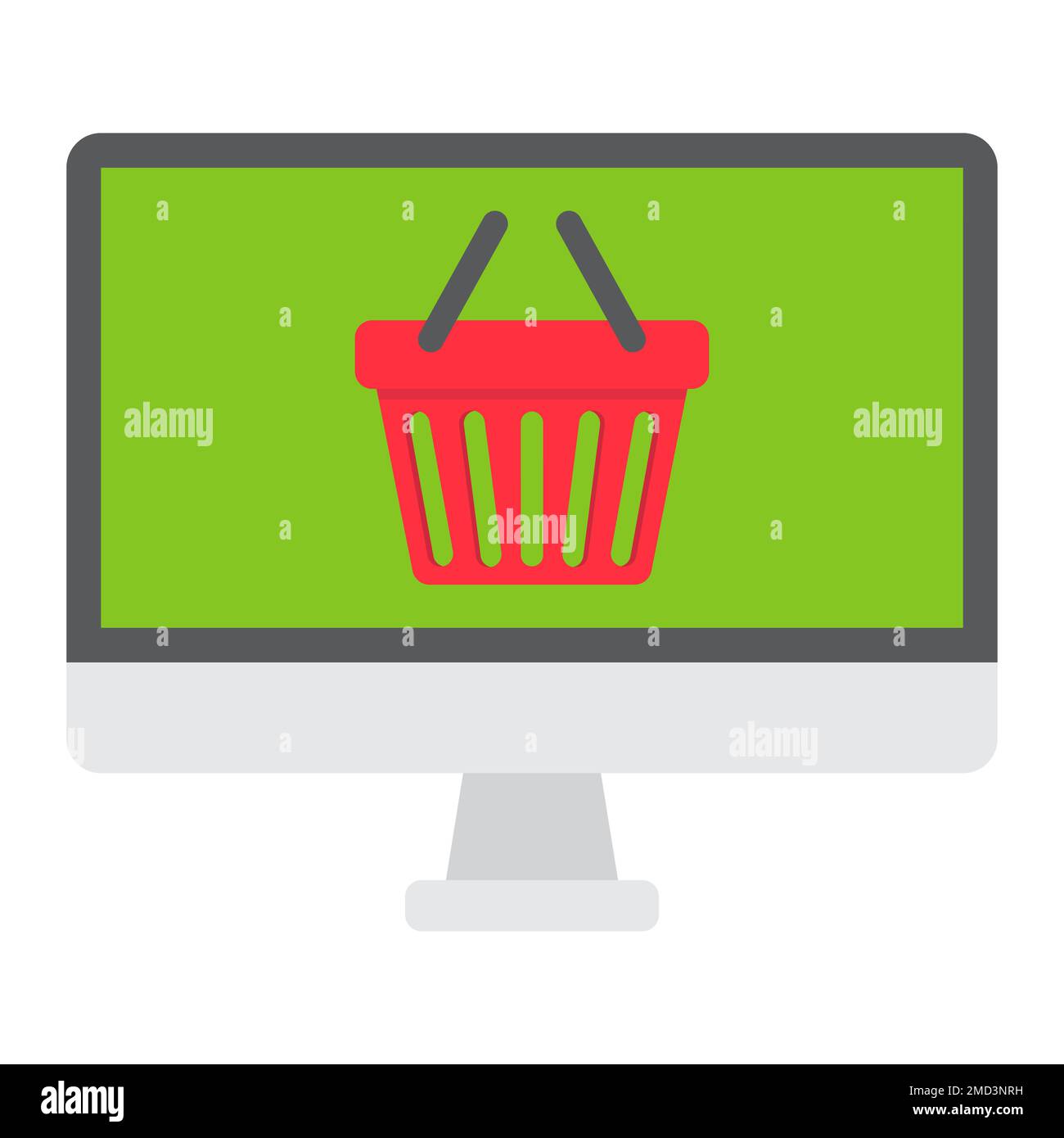 Online Shopping flat icon, basket and pc, e commerce sign vector ...