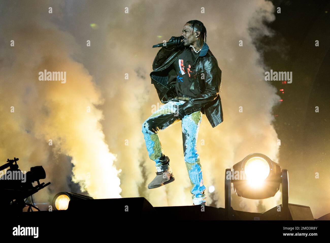 Travis Scott performs on day one of the Astroworld Music Festival at ...