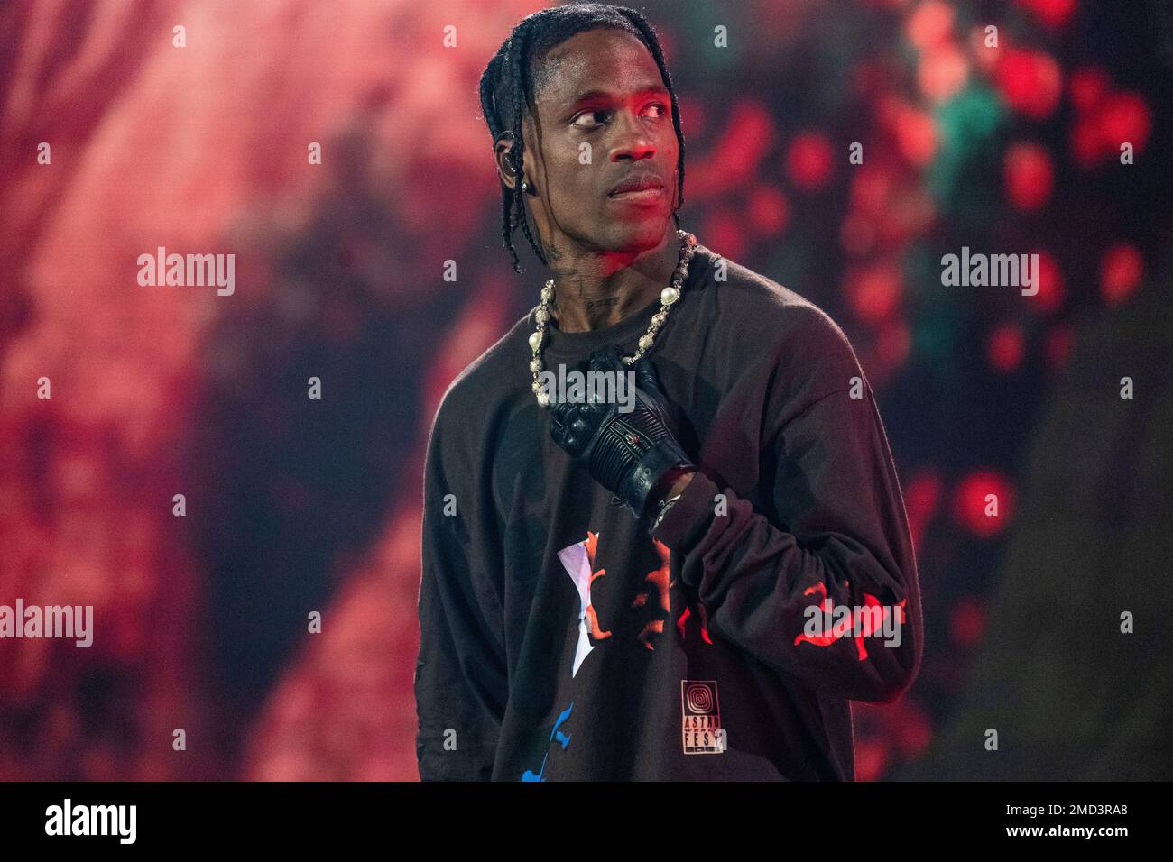 Travis Scott performs on day one of the Astroworld Music Festival at ...