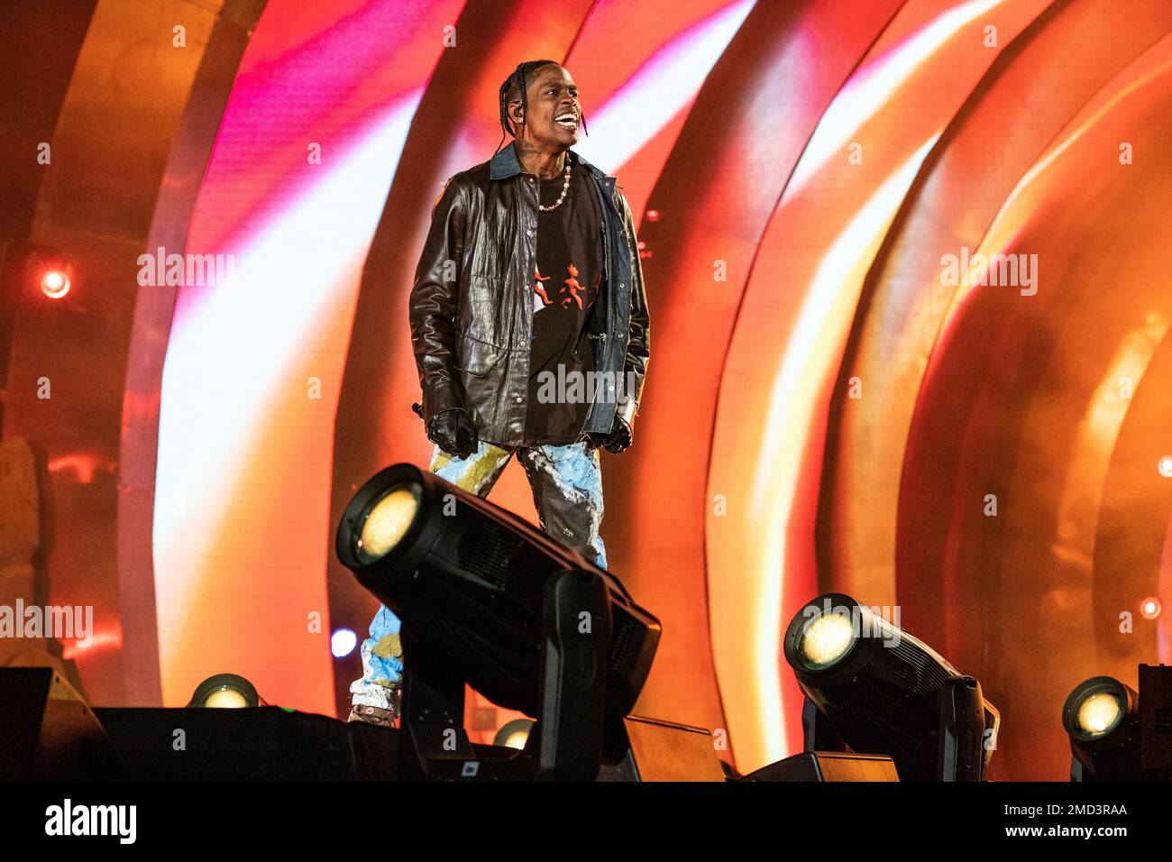 Travis Scott performs on day one of the Astroworld Music Festival at ...
