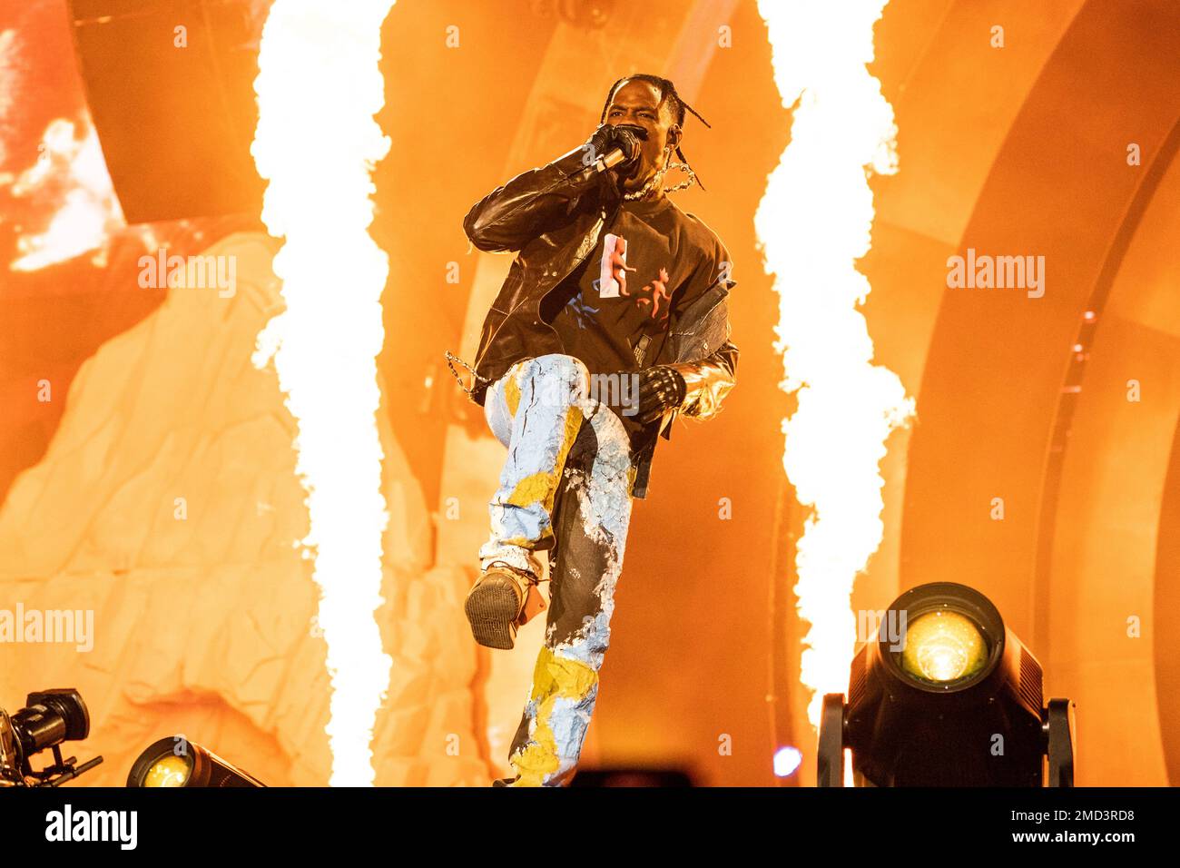 Travis Scott performs on day one of the Astroworld Music Festival at ...