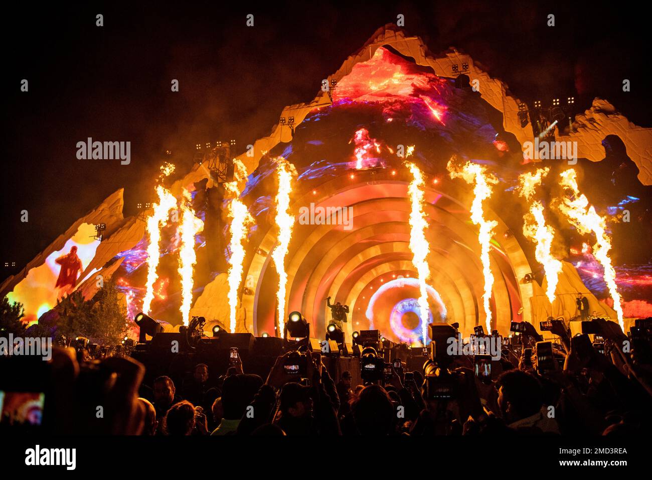 Travis Scott performs on day one of the Astroworld Music Festival at ...