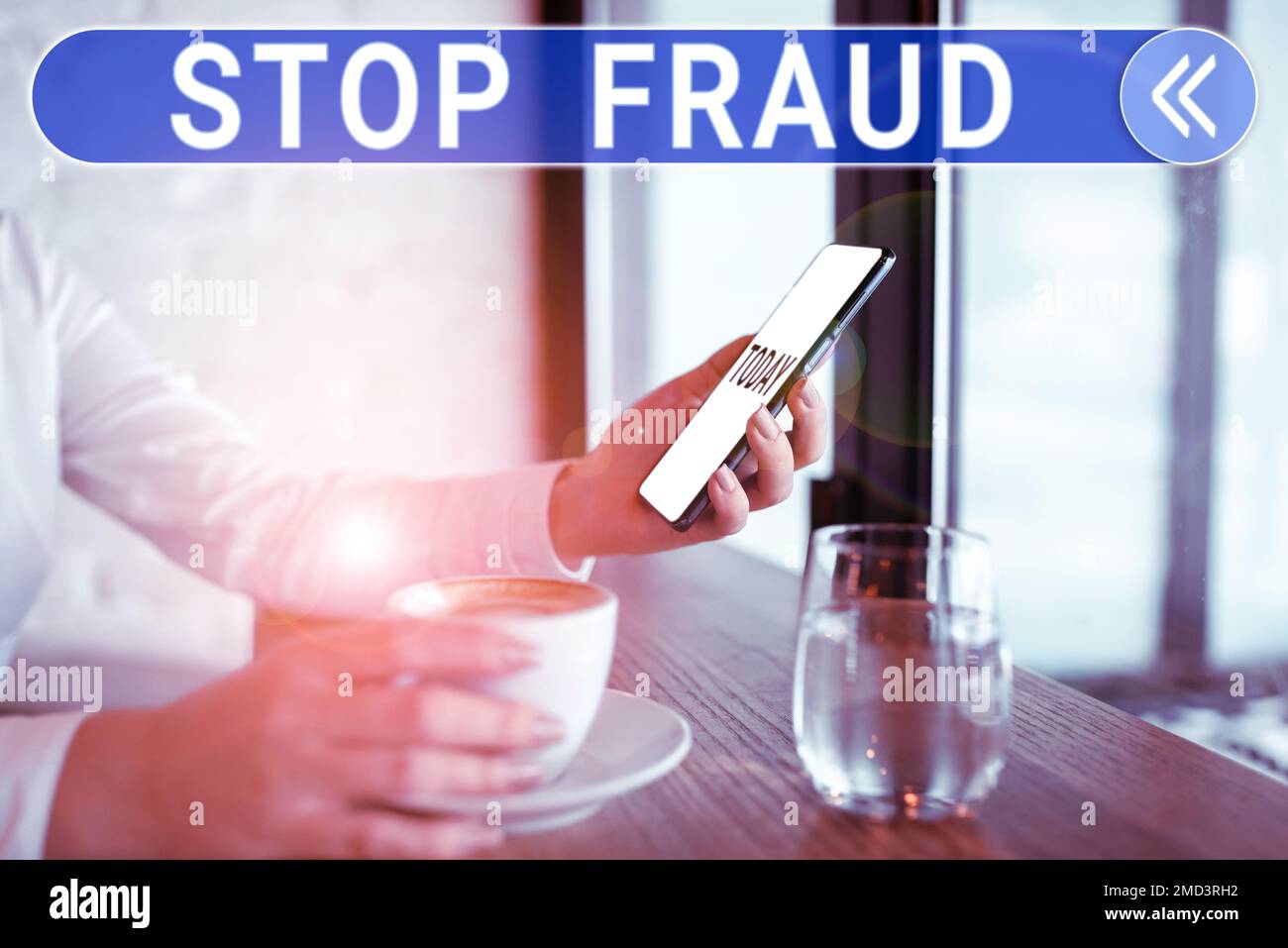 Hand writing sign Stop Fraud. Business concept campaign advices people ...