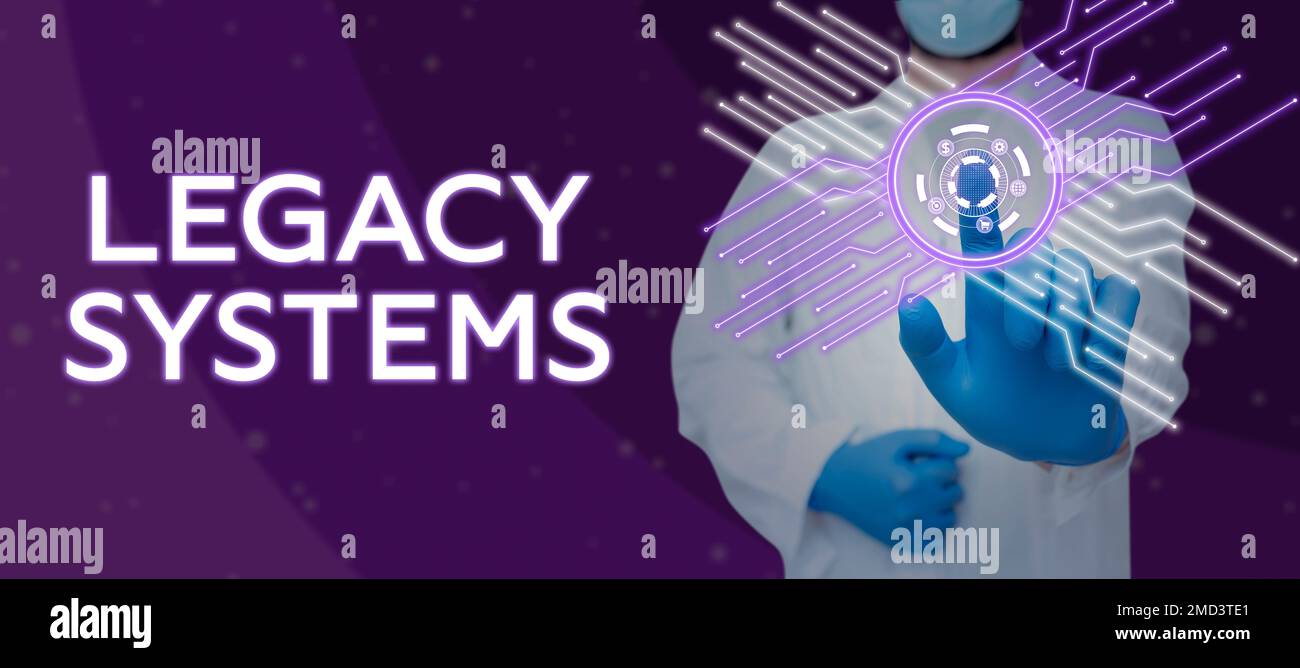 Handwriting text Legacy Systems. Business concept old method technology ...