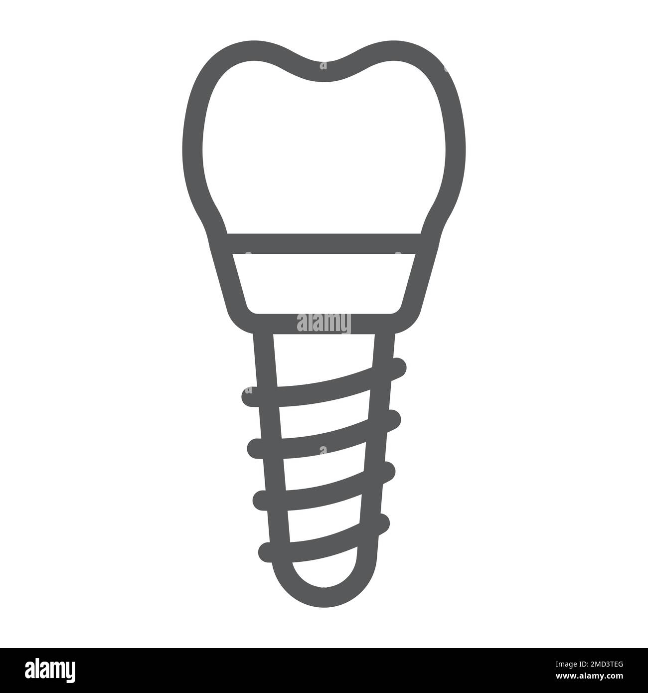 Dental implant line icon, stomatology and dental, implantation sign ...