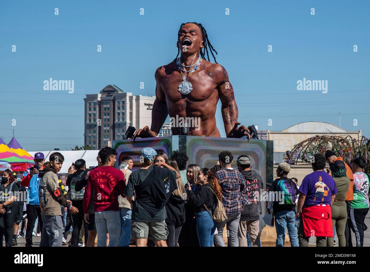 Festival goers are seen on day one of the Astroworld Music Festival at ...