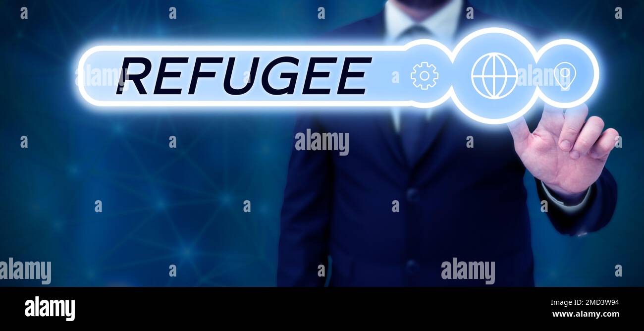 Inspiration showing sign Refugee. Word Written on refer to movements of ...