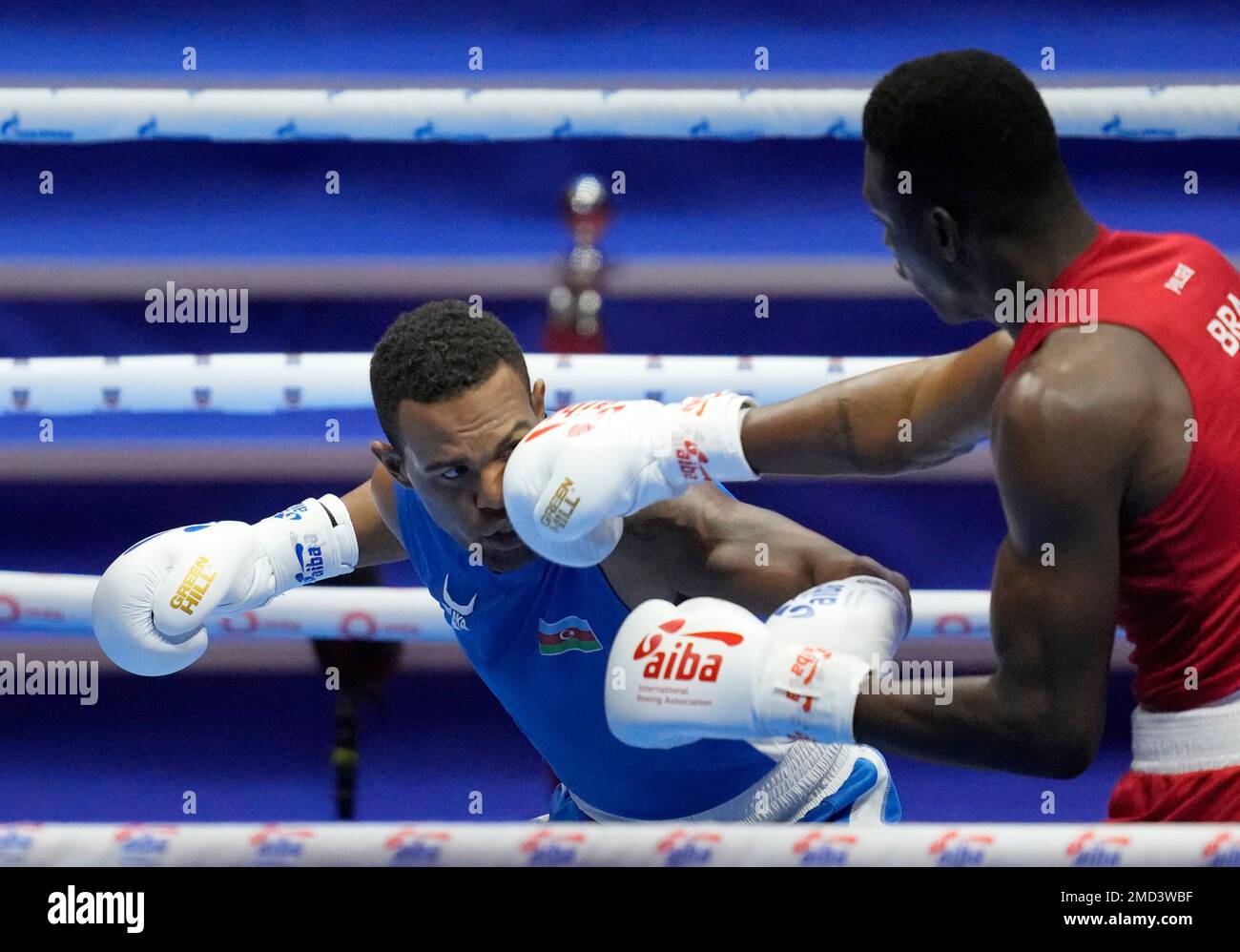 Brazil's Keno Machado, right, fights with Azerbaijan's Loren Alfonso ...