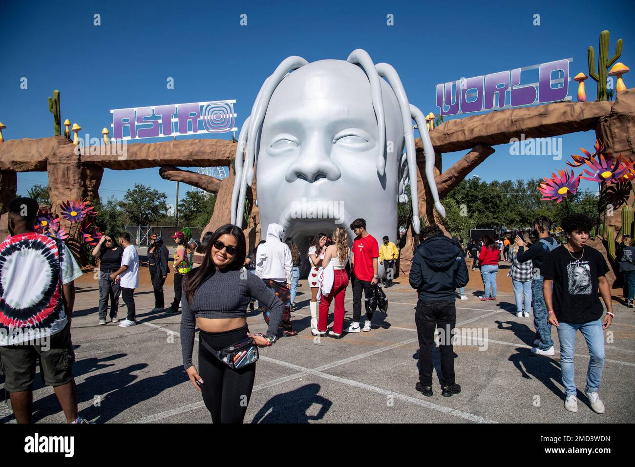 Festival goers are seen on day one of the Astroworld Music Festival at ...