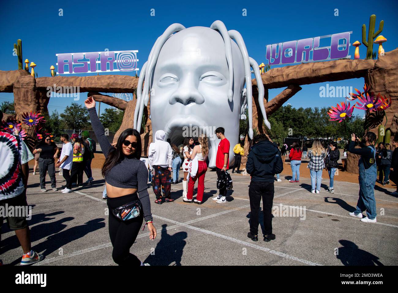 Festival goers are seen on day one of the Astroworld Music Festival at ...