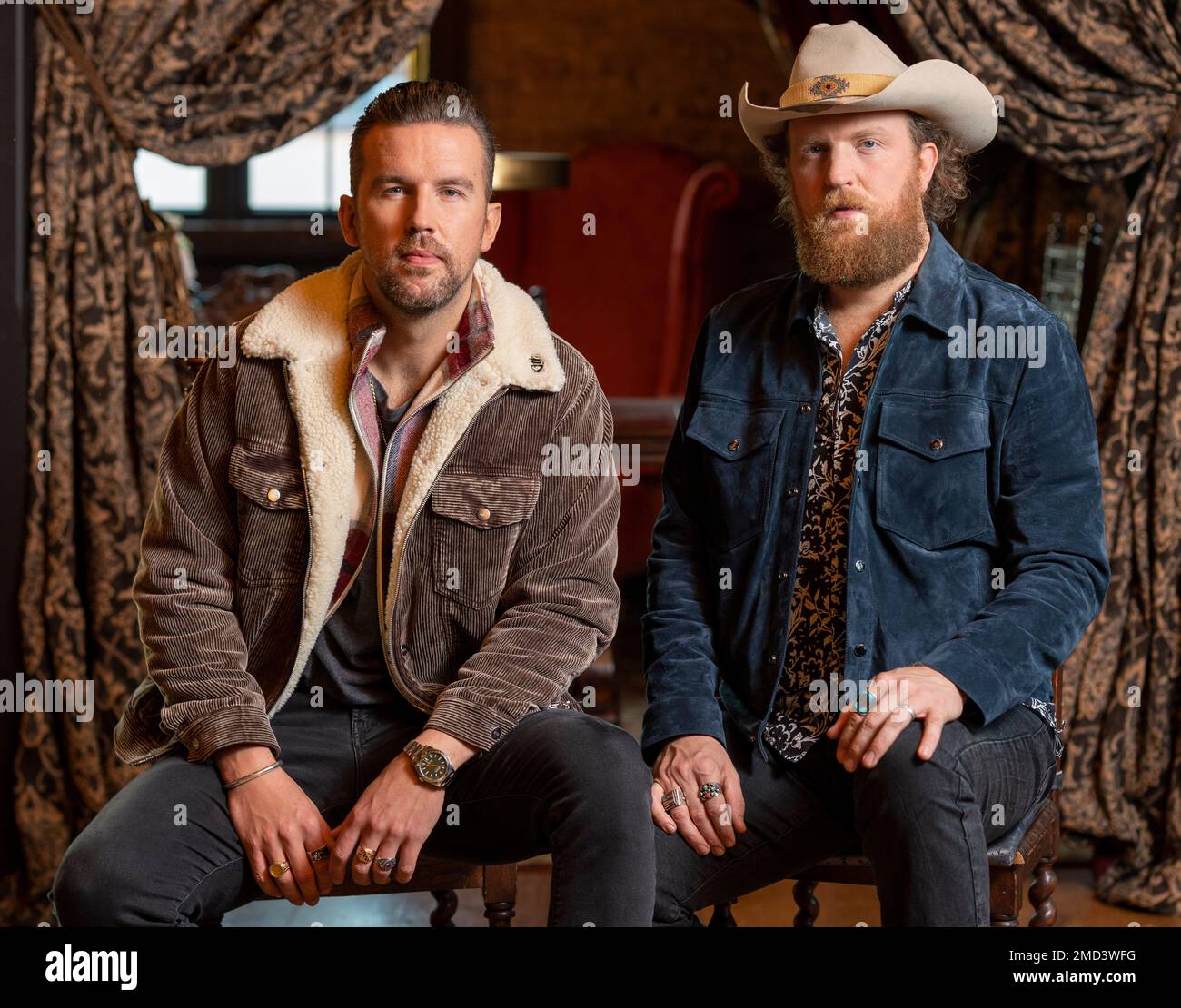 T.J. Osborne, left, and John Osborne, of Brothers Osbourne, pose for a ...