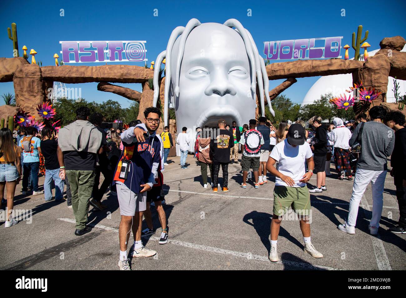 Festival goers are seen on day one of the Astroworld Music Festival at ...