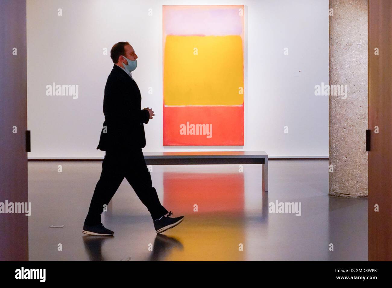 A man walks past Mark Rothko's "No. 7" on display at Sotheby's auction ...