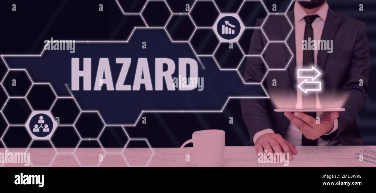 Handwriting text Hazard. Business idea account or statement describing ...