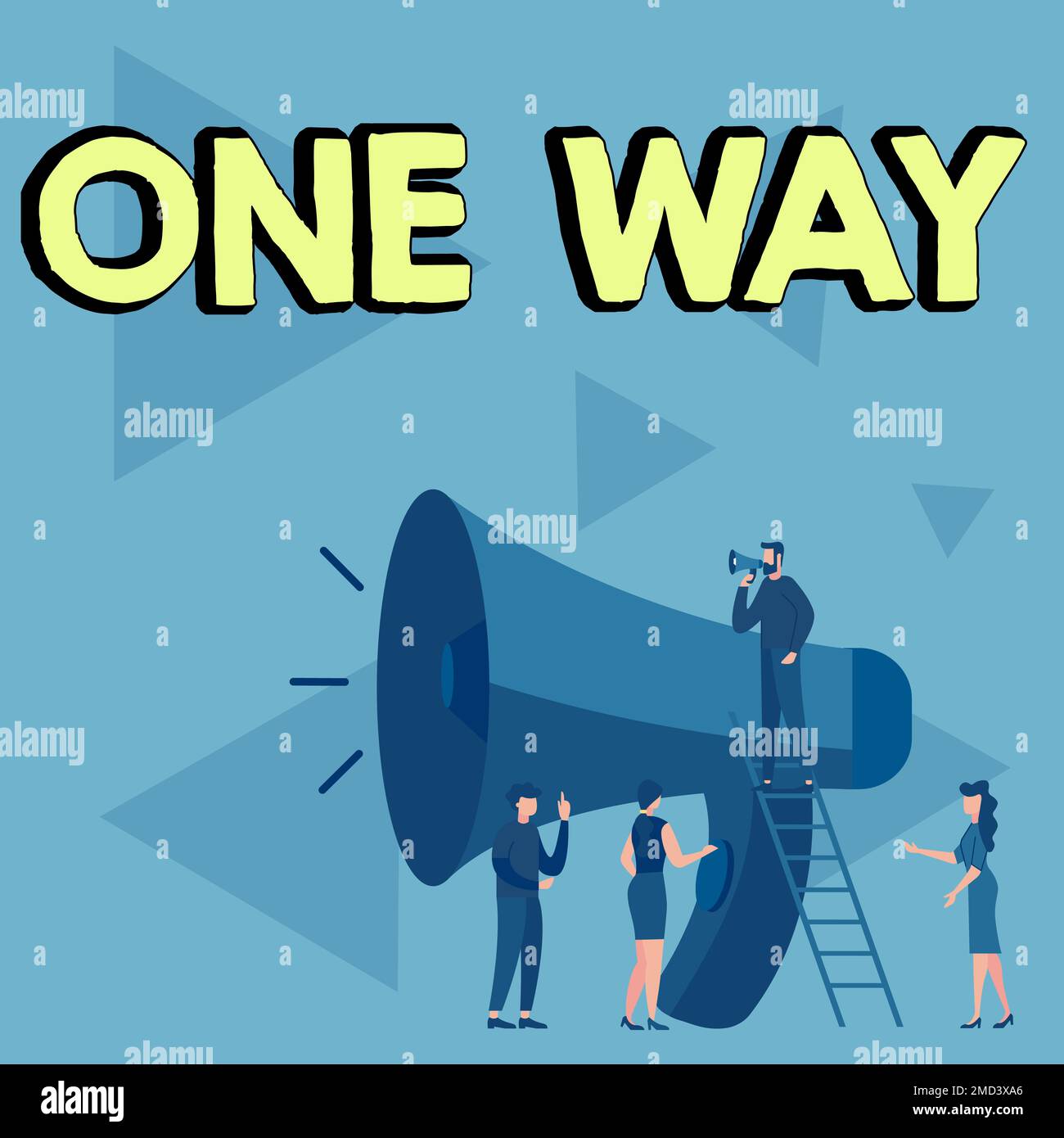 Text caption presenting One Way. Concept meaning Only direction Street ...