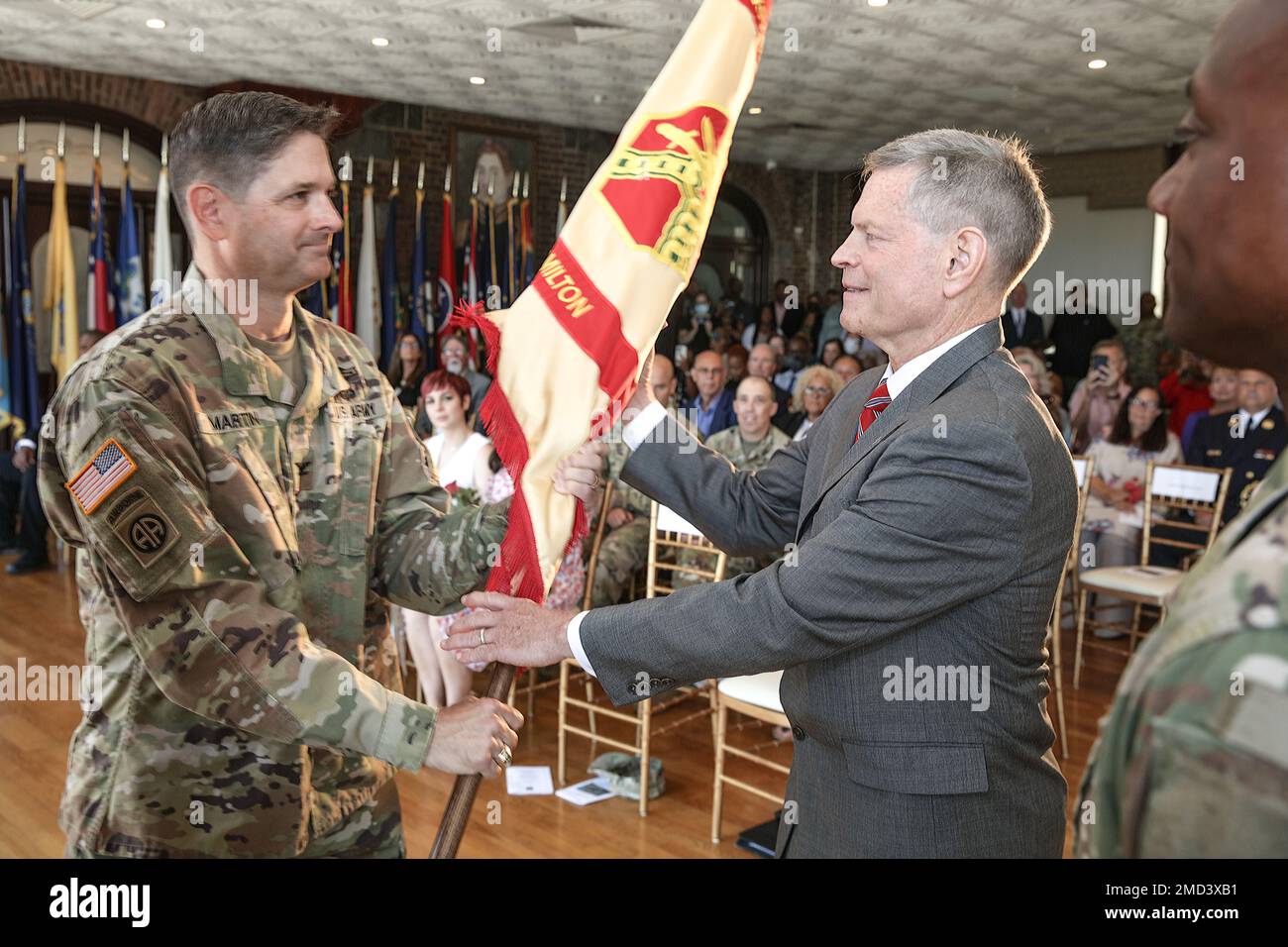 Col. Craig Martin (left), outgoing commander of U.S. Army Garrison Fort ...