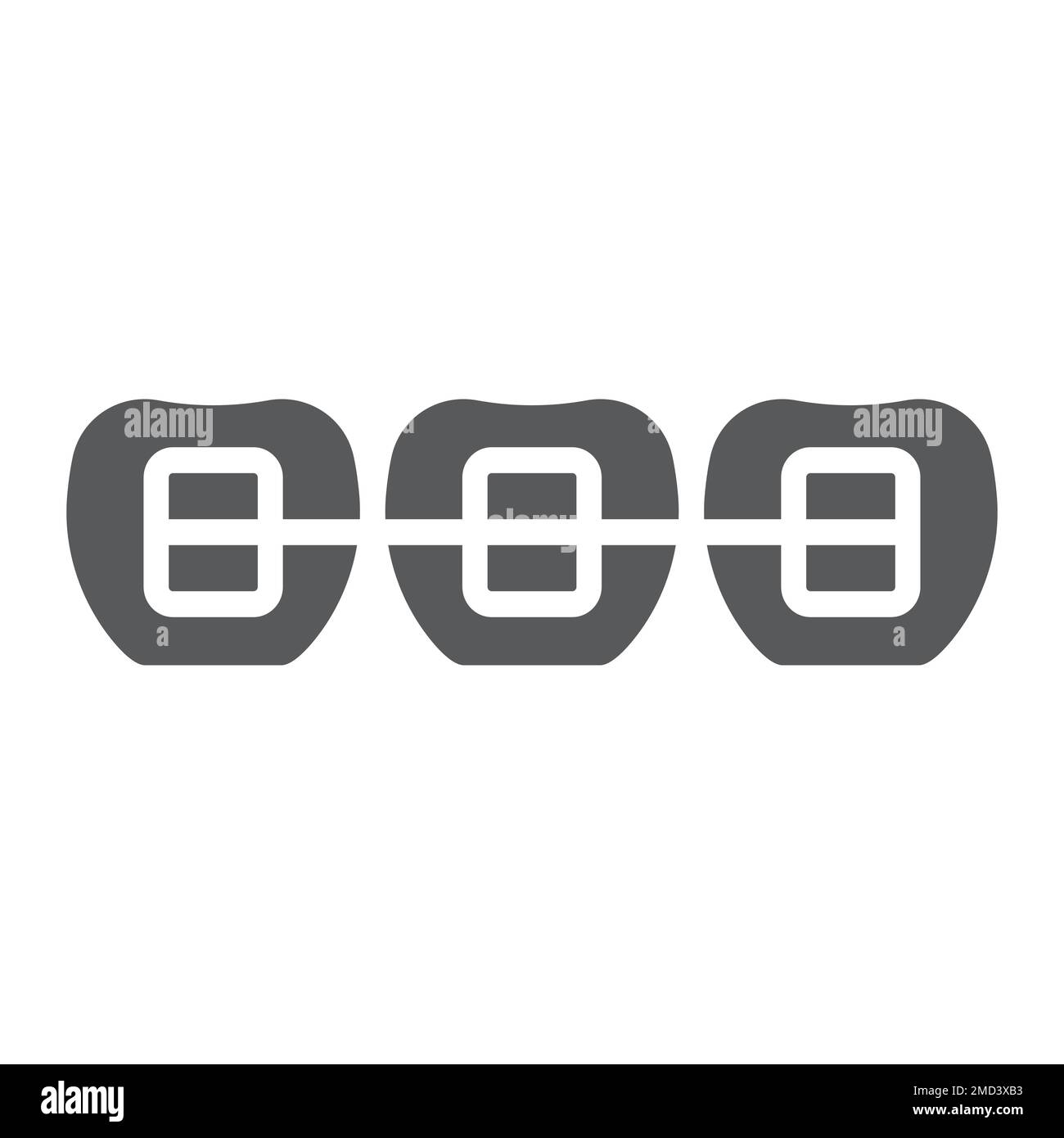 Tooth with braces glyph icon, stomatology and dental, orthodontic sign ...