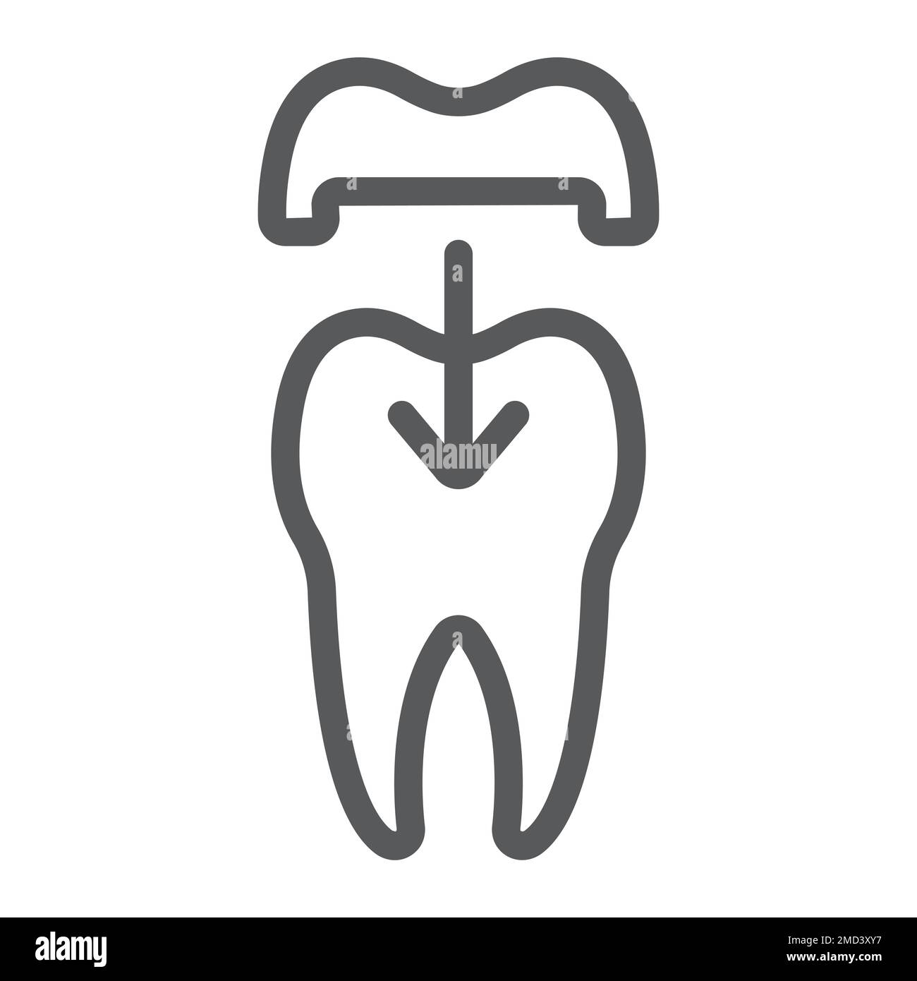 Dental crown line icon, stomatology and dental, ceramic tooth sign ...