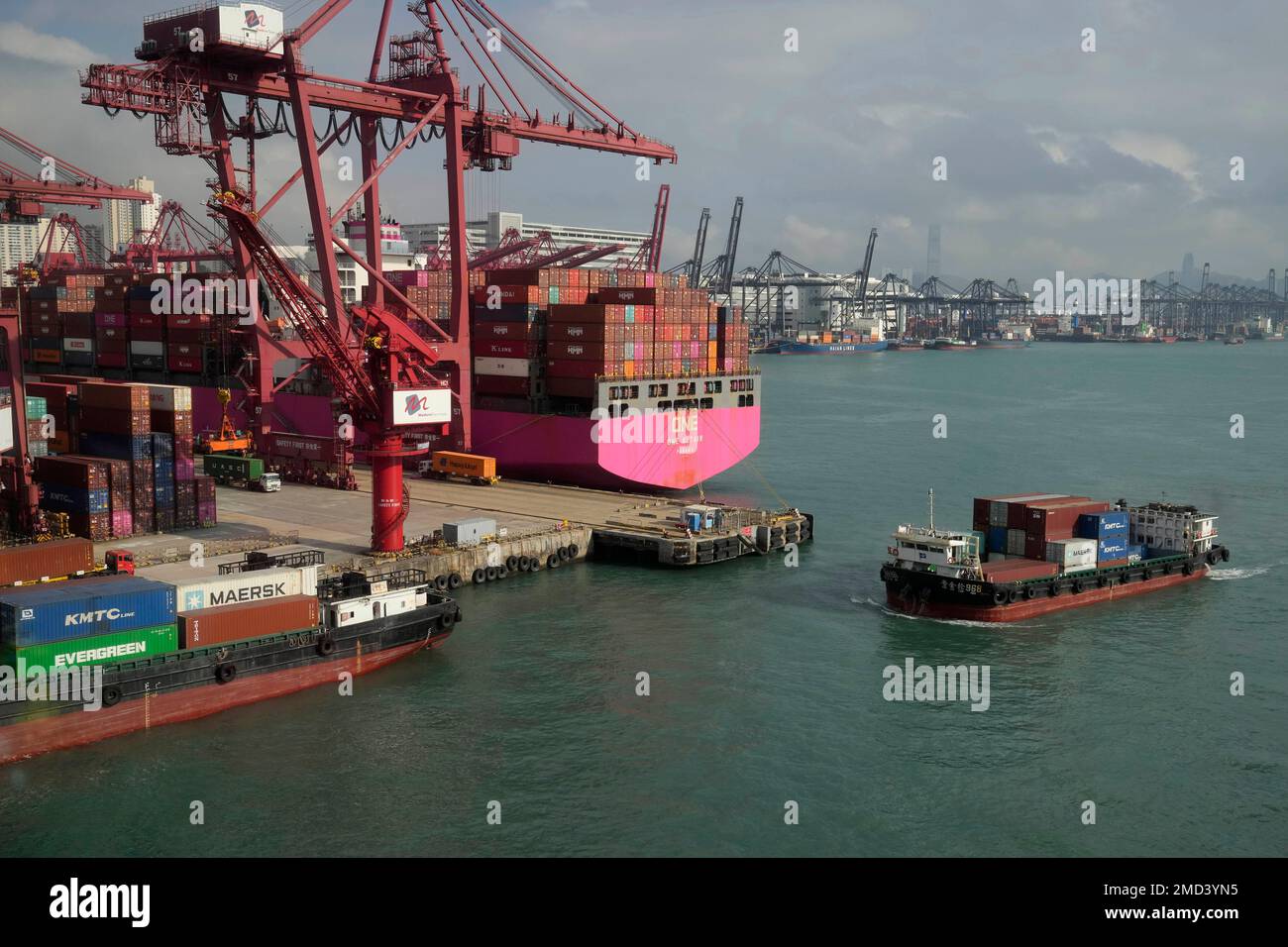 Shipping containers are seen at a port of Kwai Tsing Container ...