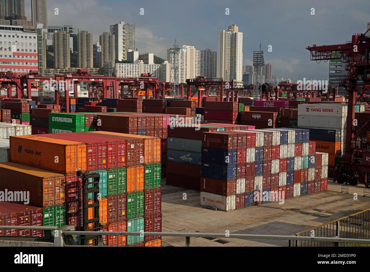 Shipping containers are seen at a port of Kwai Tsing Container ...