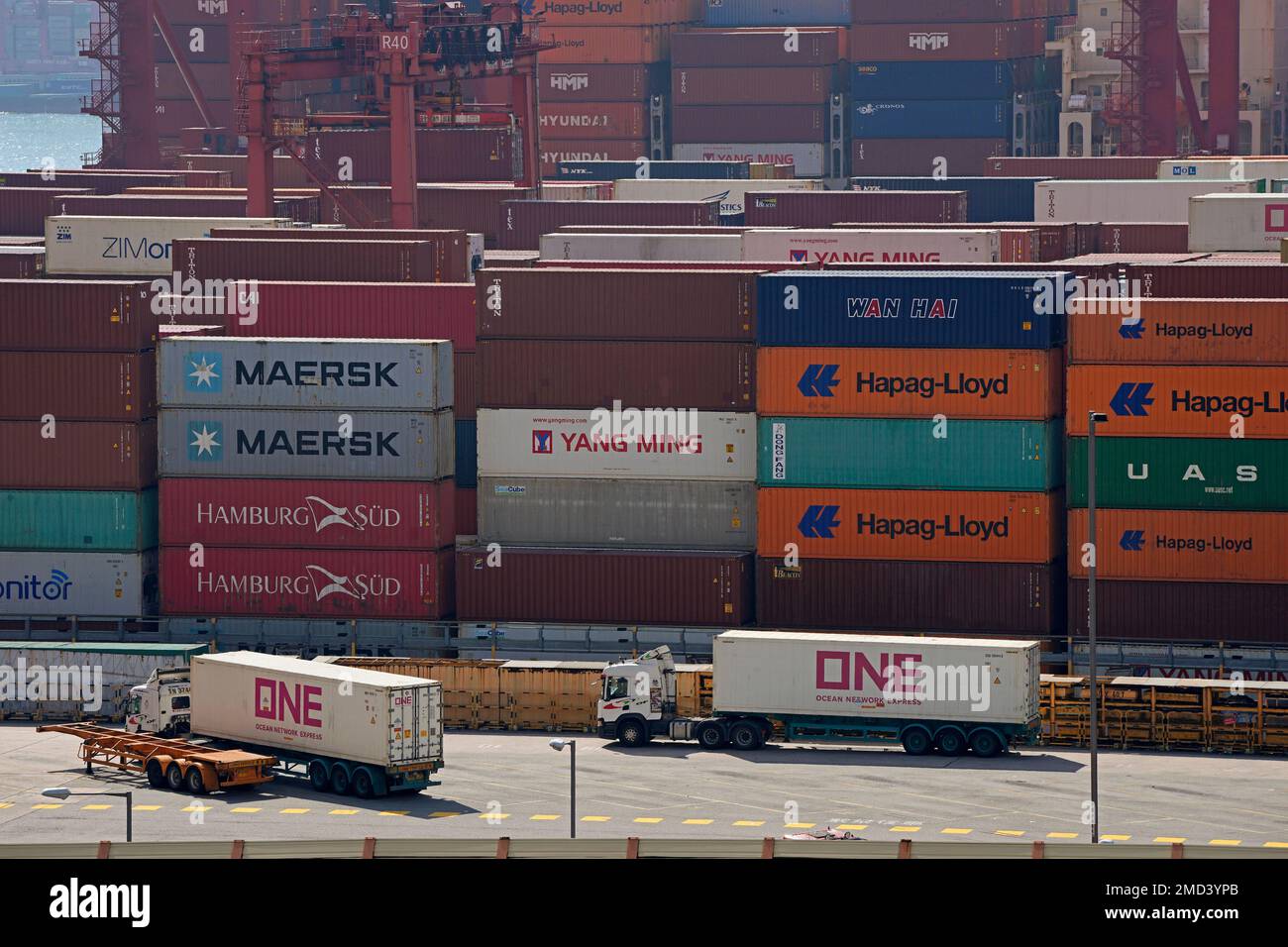 Shipping containers are seen at a port of Kwai Tsing Container ...