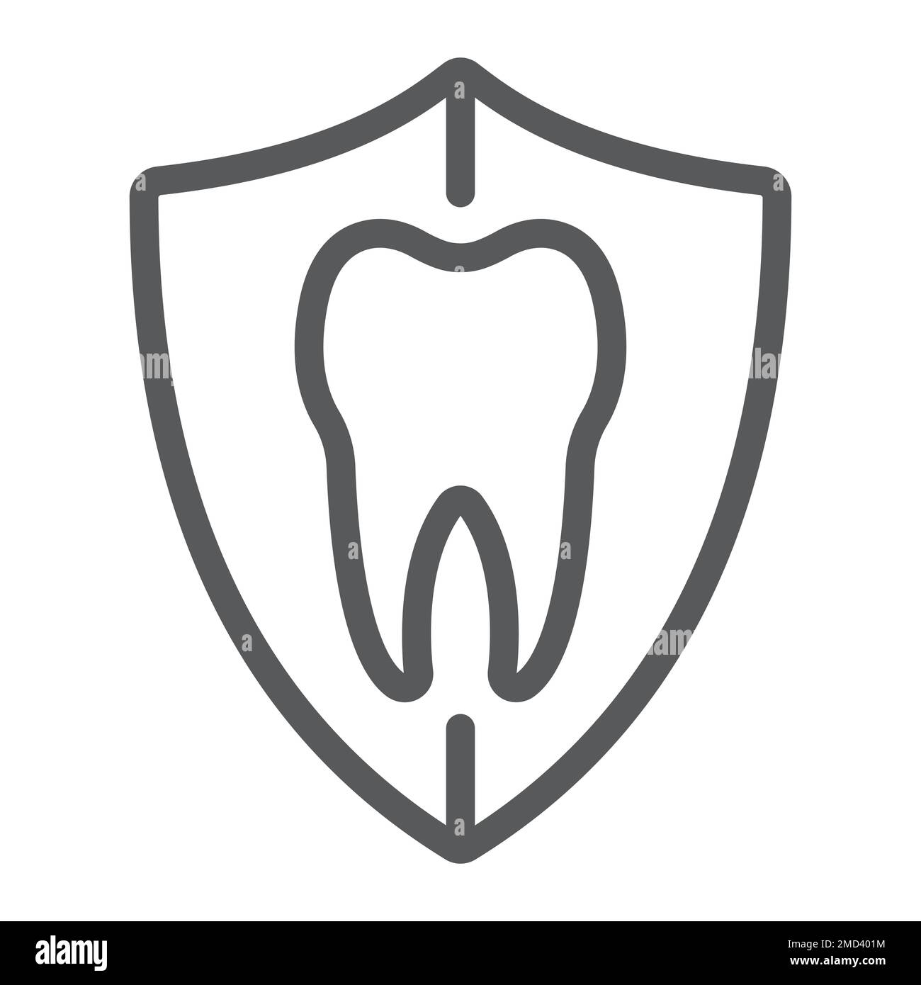 Dental protection line icon, stomatology and dental, tooth in shield ...