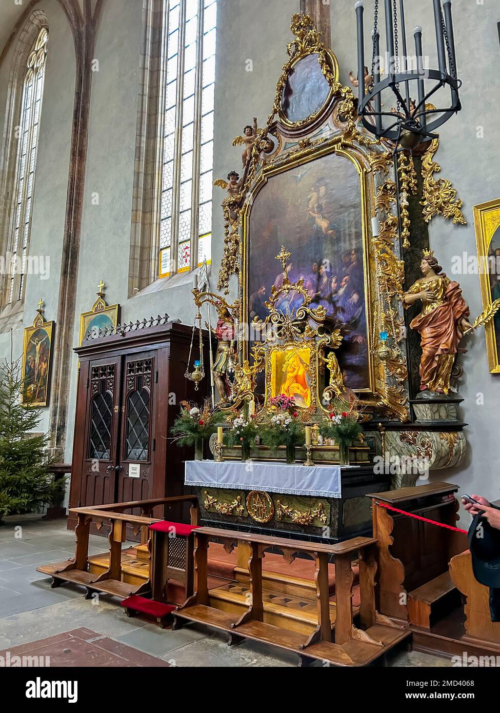 Prague, Republic Czech, View inside Historic Gothic Church, Church of ...