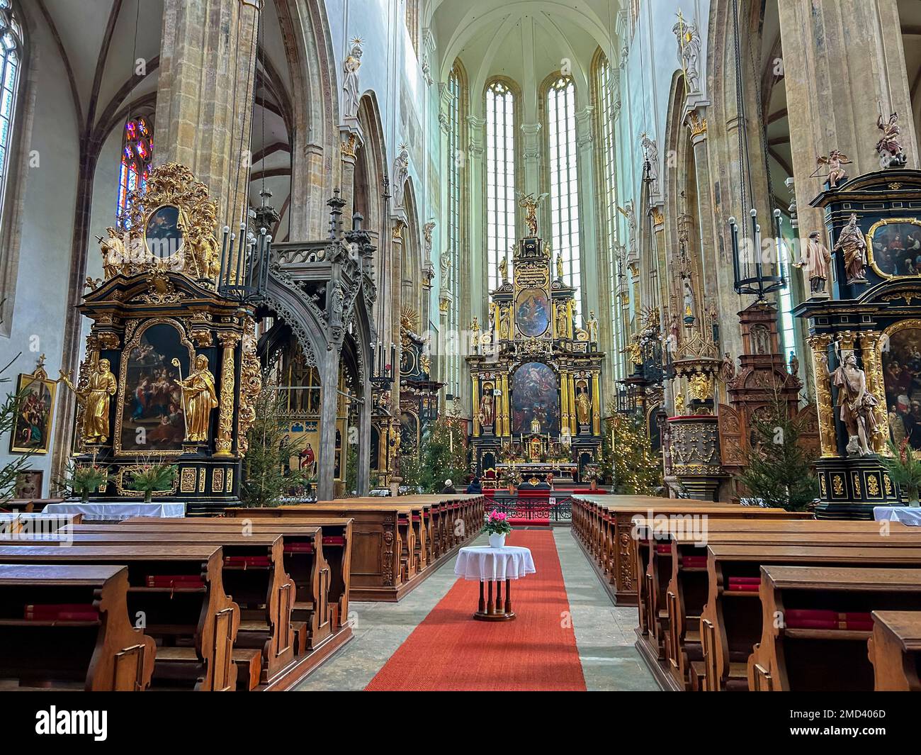 Prague, Republic Czech, View inside Historic Gothic Church, Church of ...