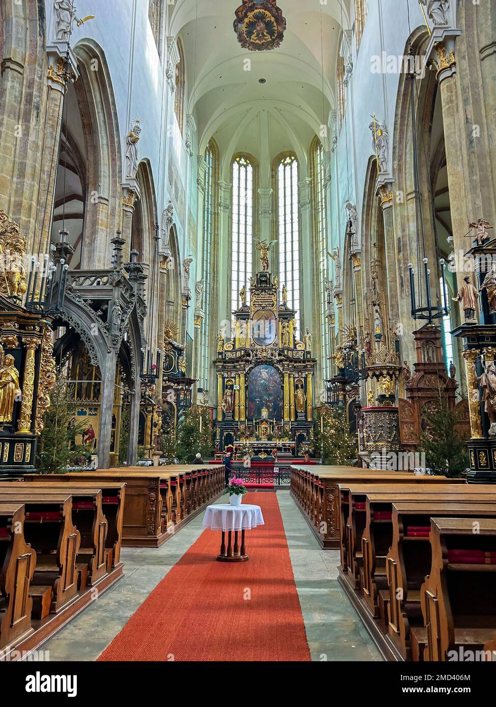 Prague, Republic Czech, View inside Historic Gothic Church, Church of ...