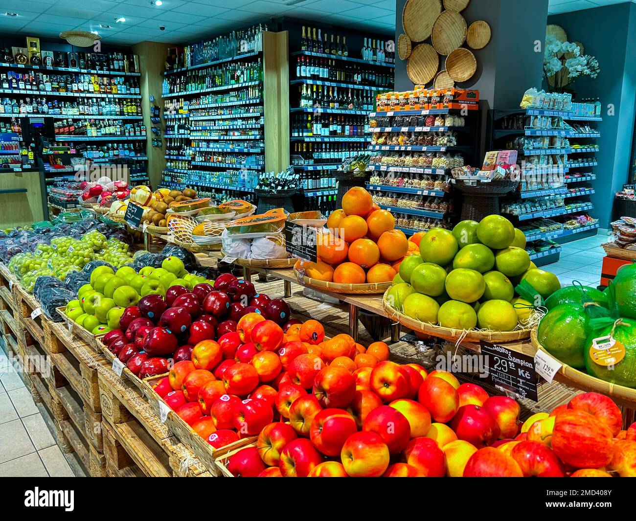 Prague, Czech Republic, Shopping inside Local Supermarket "Green Market ...
