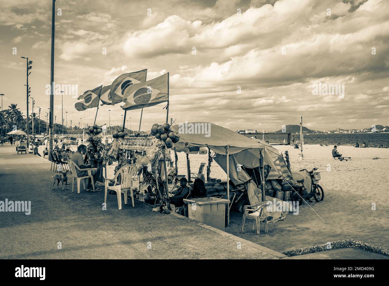 Rio de Janeiro Brazil 18. October 2020 People tourist palm trees Açai ...