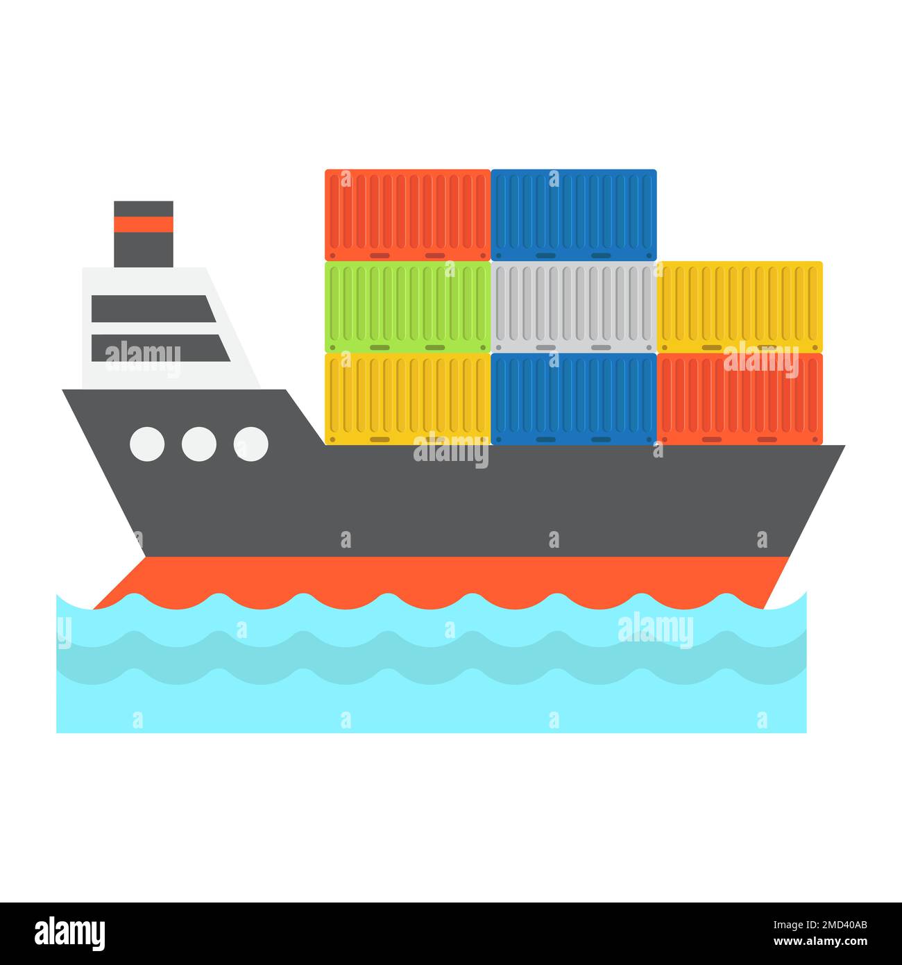Cargo ship flat icon, logistic and delivery, transport sign vector ...
