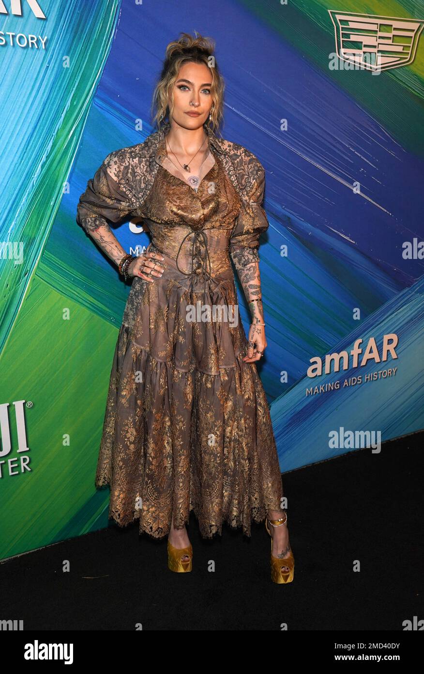 Singer Paris Jackson poses at the amfAR Gala, Thursday, Nov. 4, 2021 ...