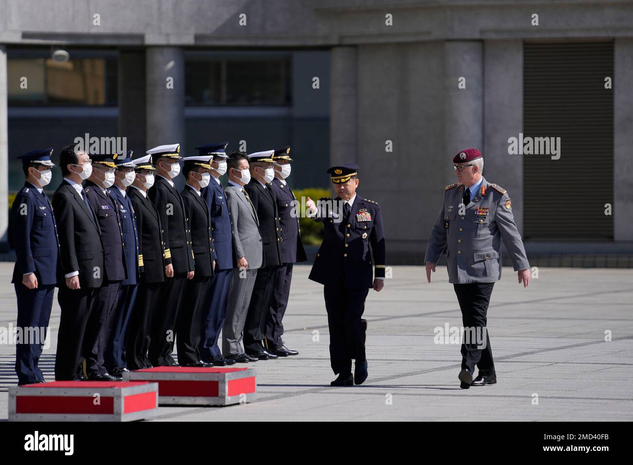 Japan's Gen. Koji Yamazaki, center, Chief of Staff, Joint Staff of the ...