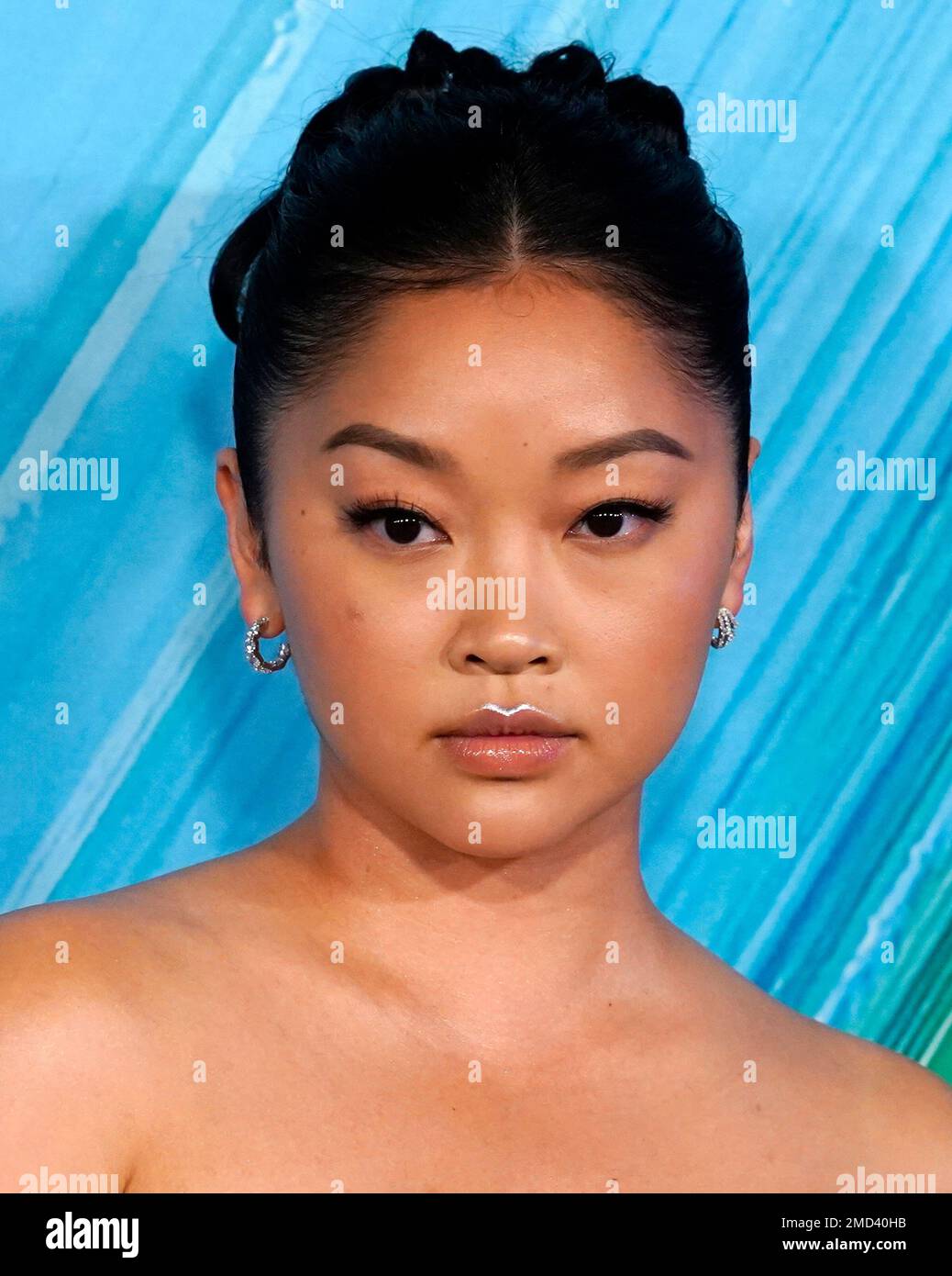 Actress Lana Condor poses at the amfAR Gala, Thursday, Nov. 4, 2021, at ...