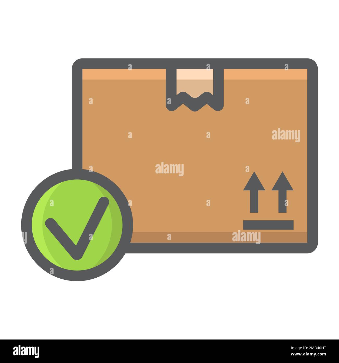 Carton box with check mark filled outline icon, logistic and delivery, order delivery sign ...