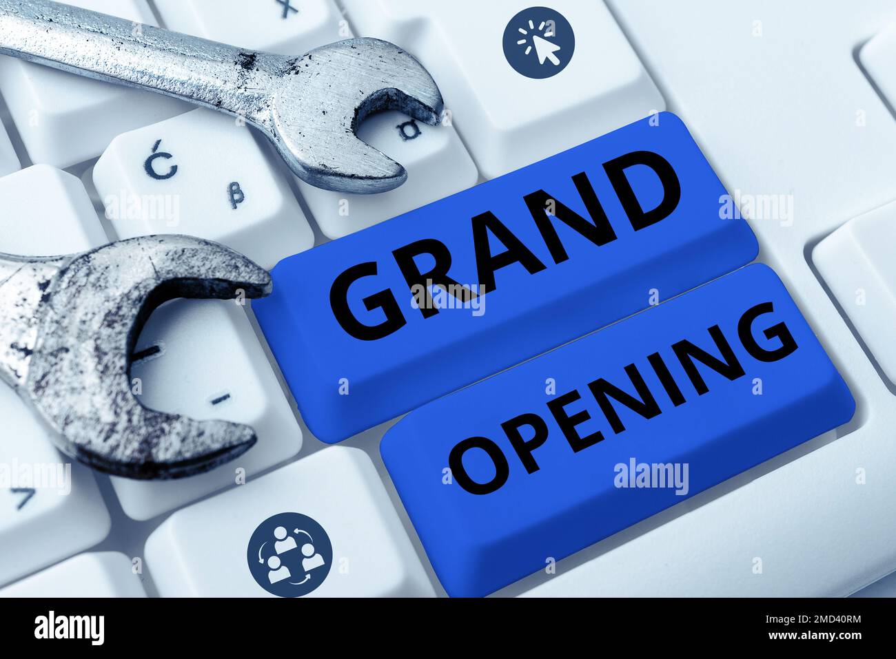 Conceptual caption Grand Opening. Word Written on Ribbon Cutting New ...