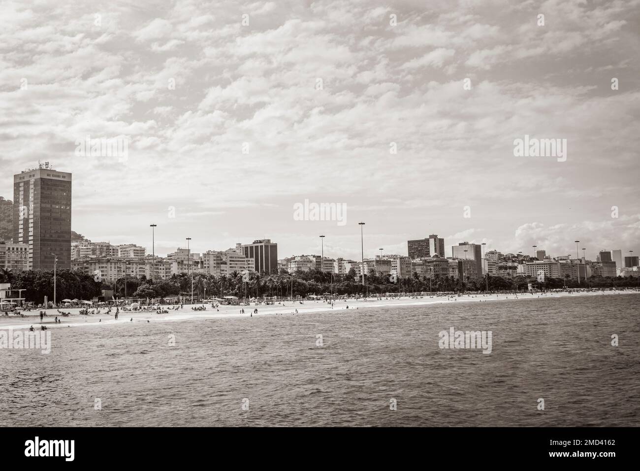 People and tourist have fun on Flamengo Beach panorama view and ...