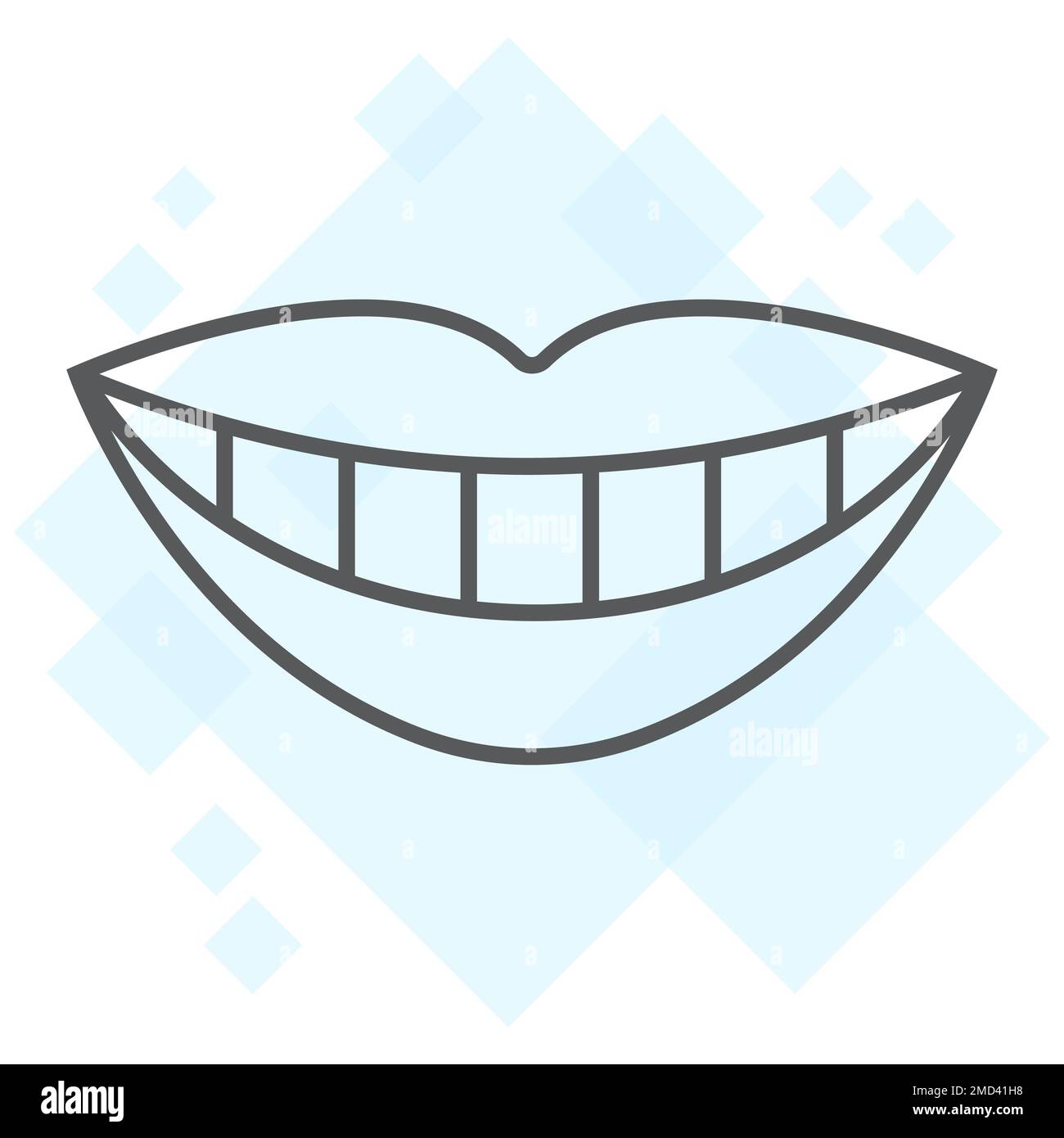 Smile with white tooth thin line icon, stomatology and dental, lips ...