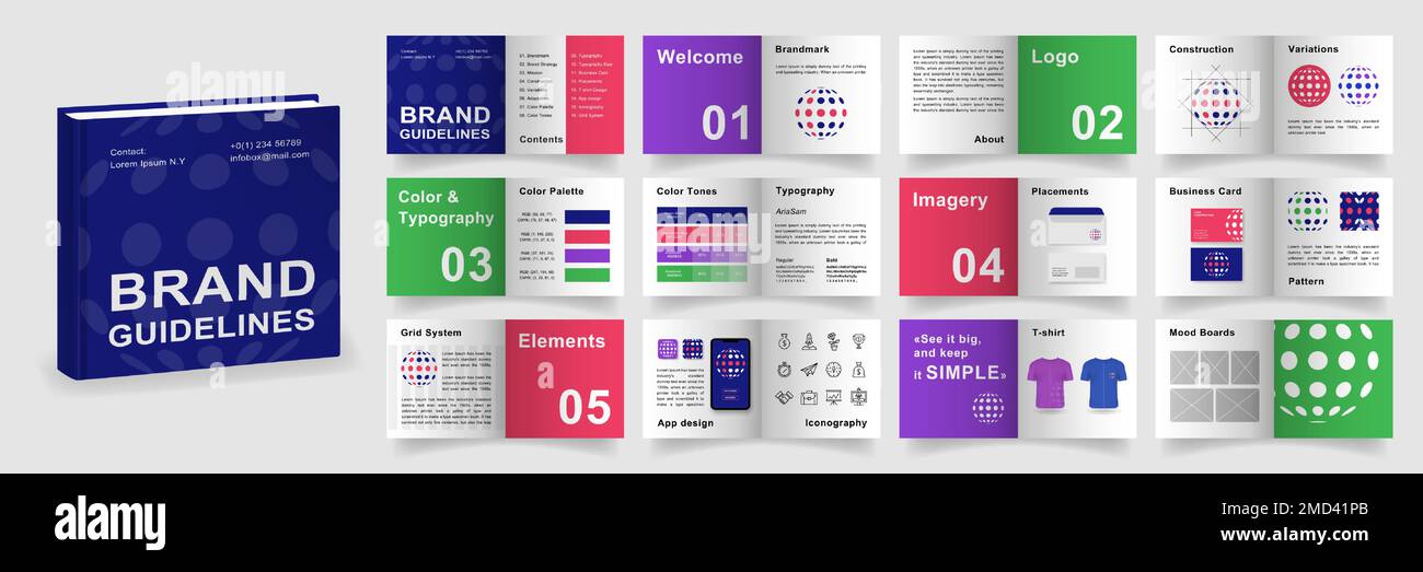 Brand Guidelines template. Multicolored Logo Guideline template. Brand ...