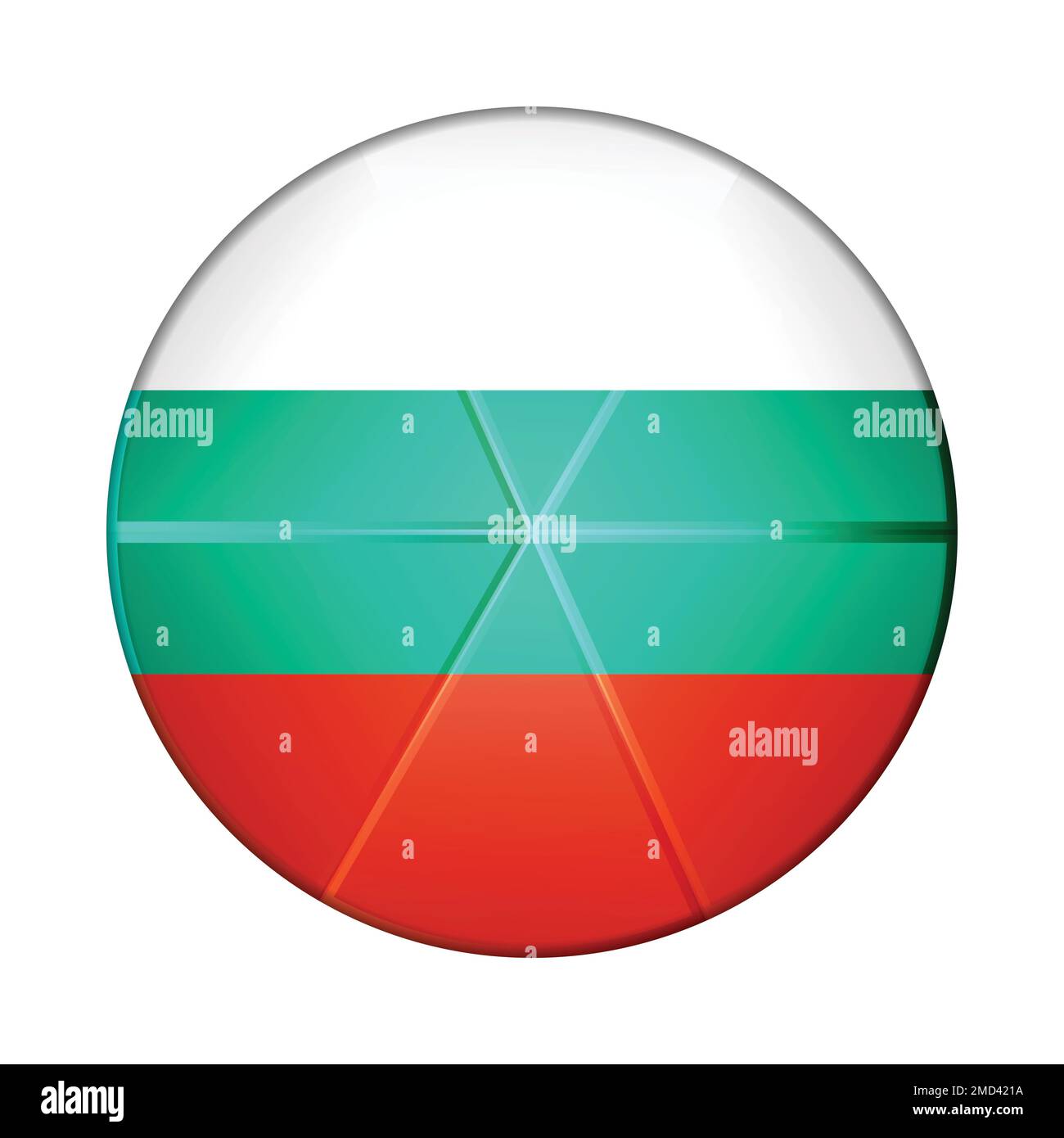 Glass light ball with flag of Bulgaria. Round sphere, template icon ...
